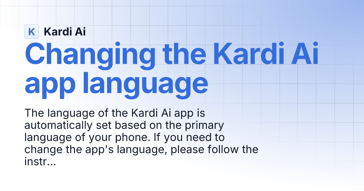 Changing the Kardi Ai app language | en | Kardi Ai
