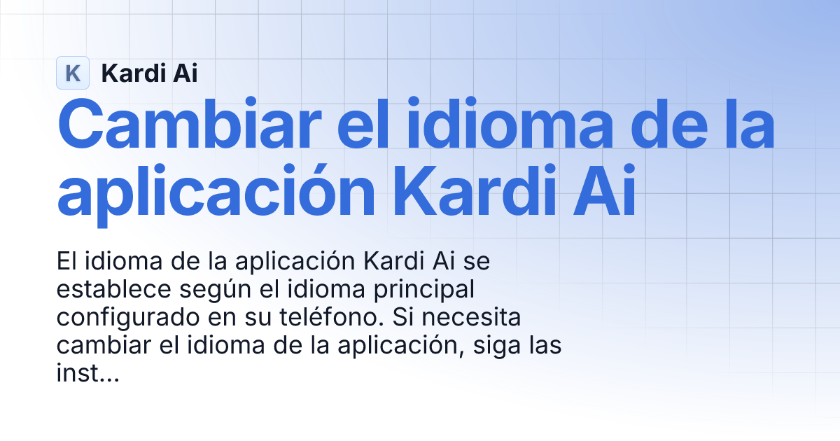 Cambiar el idioma de la aplicación Kardi Ai | Kardi Ai