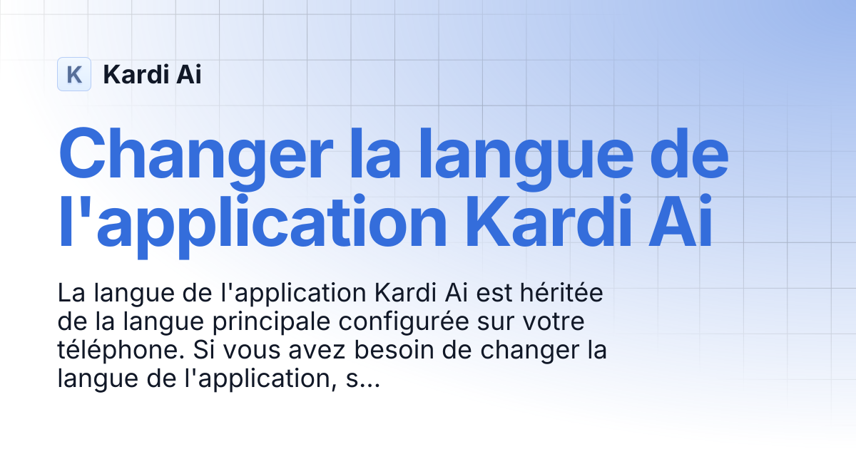 Changer la langue de l'application Kardi Ai | fr | Kardi Ai