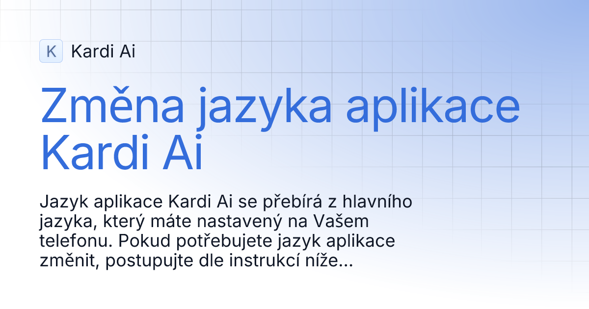 Změna jazyka aplikace Kardi Ai | Kardi Ai